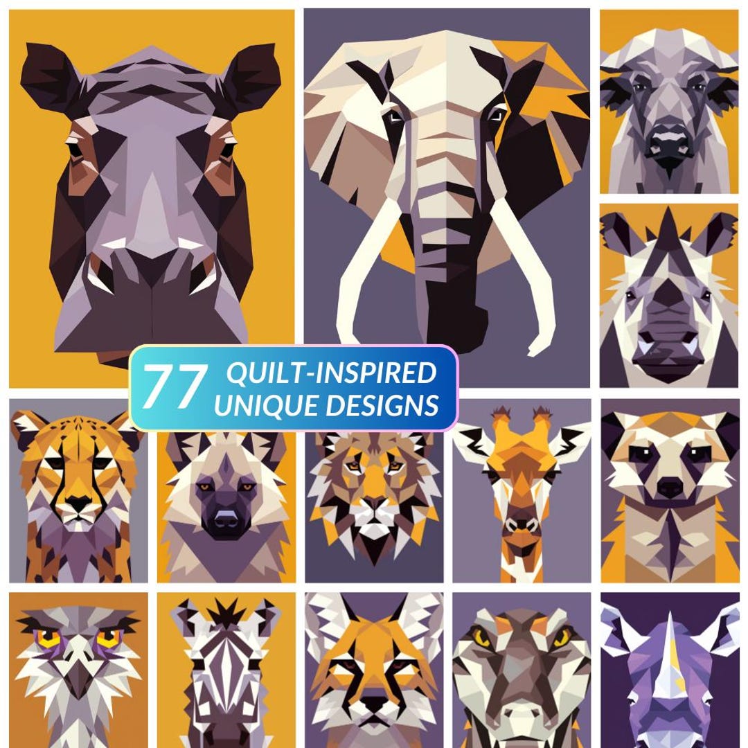 77 Quilted Portraits of African Wildlife Animals | Geometric Paper ...