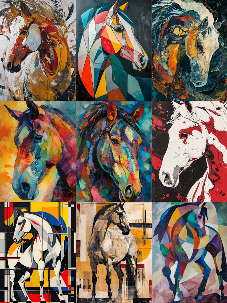 9 Abstract Horse Posters, Digital Print, Art Print Download - Etsy