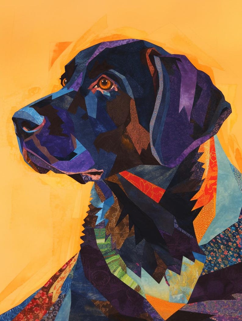 Colorful Labrador Retriever Quilt Art – Patchwork Dog Portrait ...