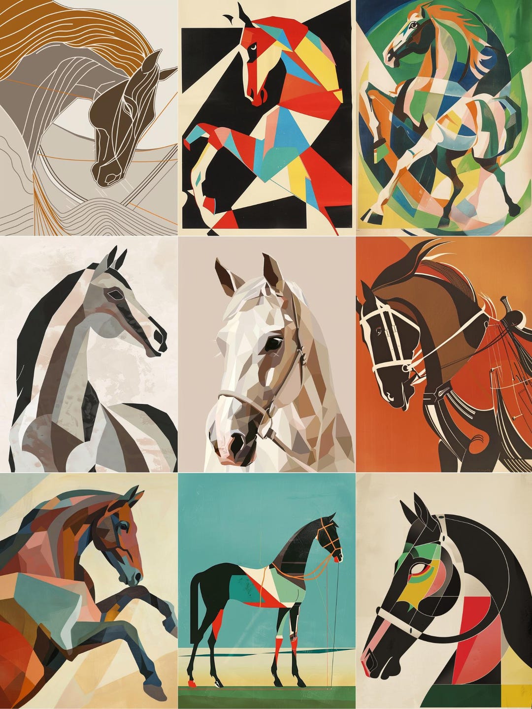 9 HORSES POSTERS Digital File for Download / Horse Wall Art Printable ...