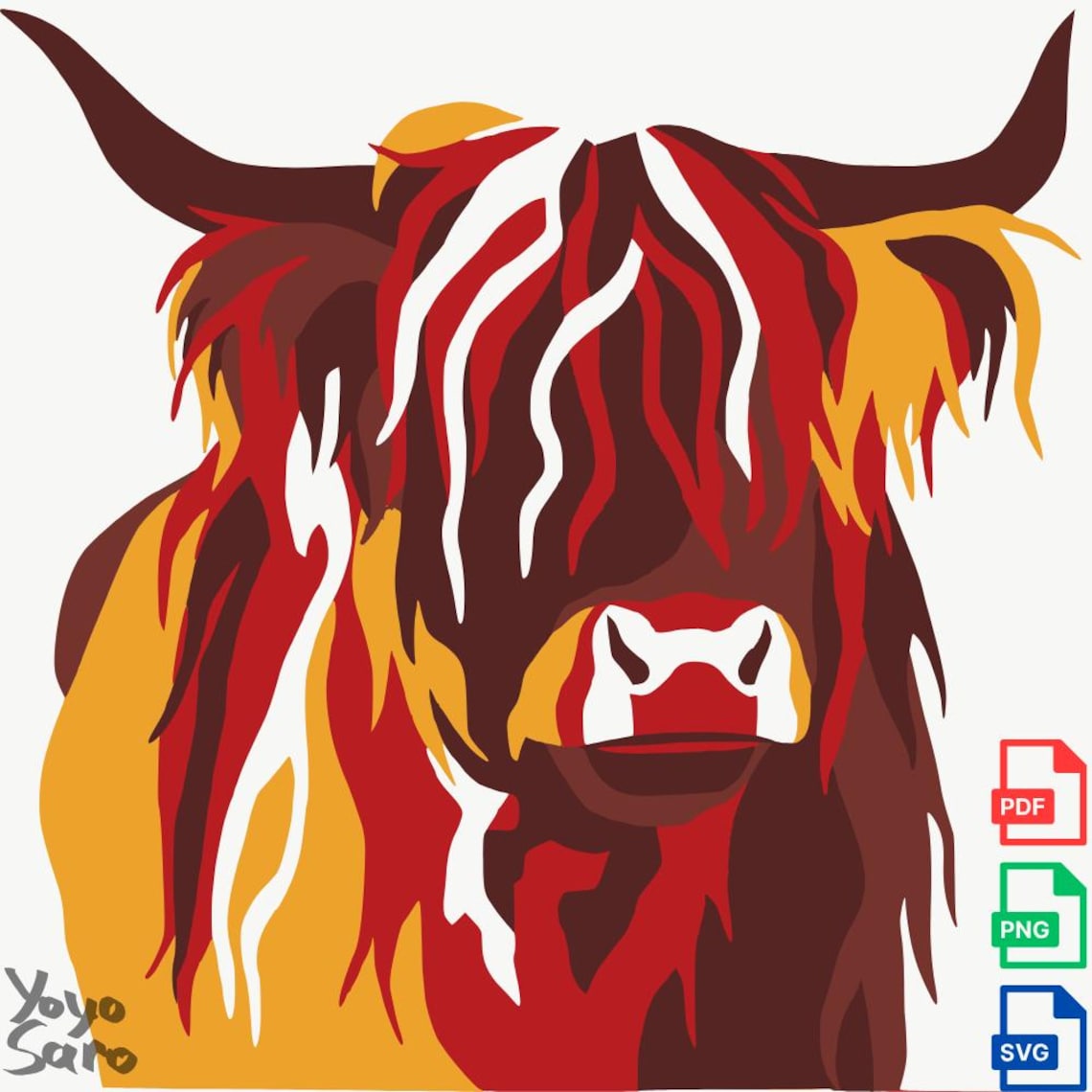 4 Unique Highland Cow Hand Embroidery Patterns in PDF SVG PNG Format ...