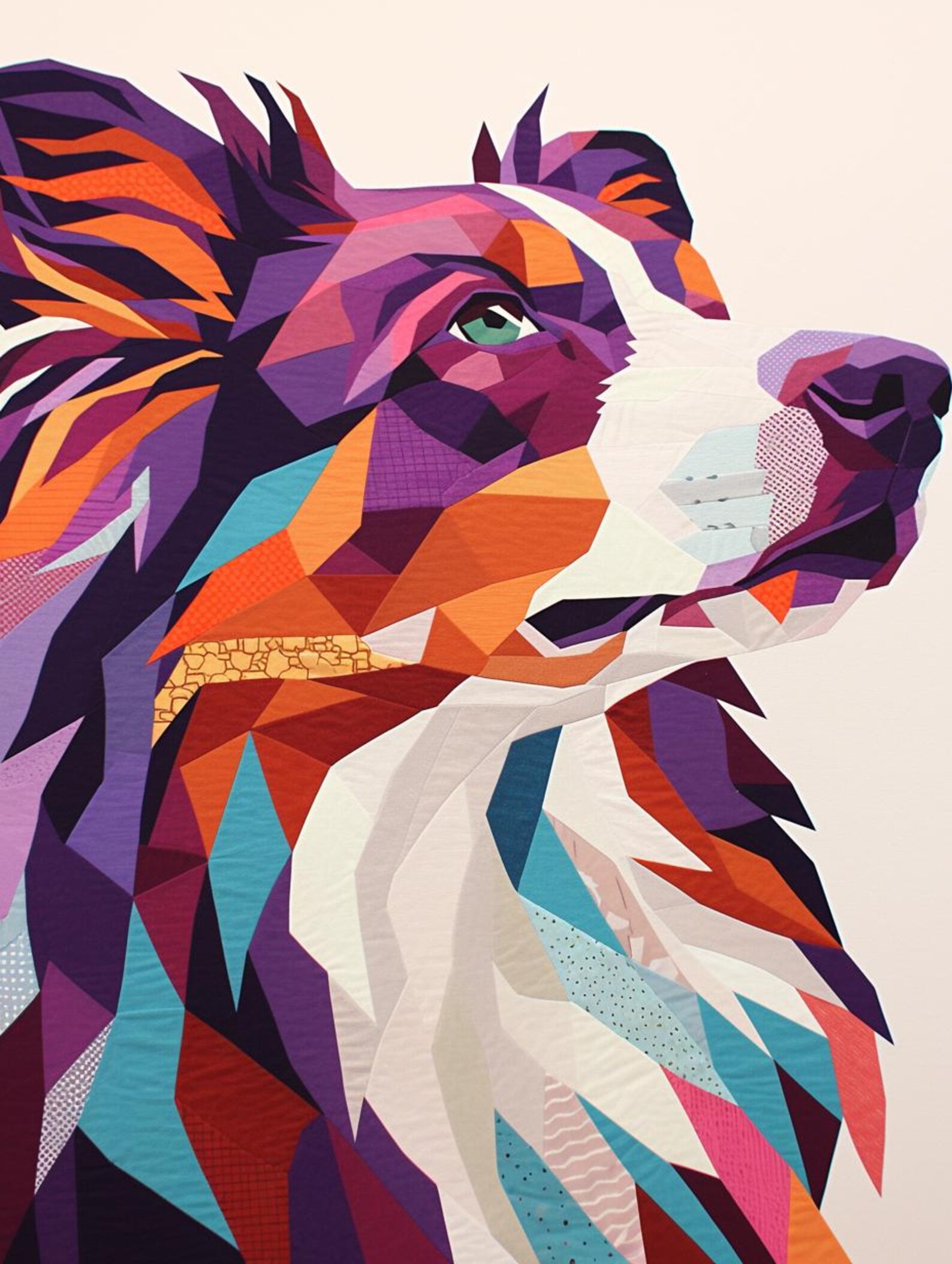 Vibrant Border Collie Quilt Design Collection (45 Images) | Geometric ...