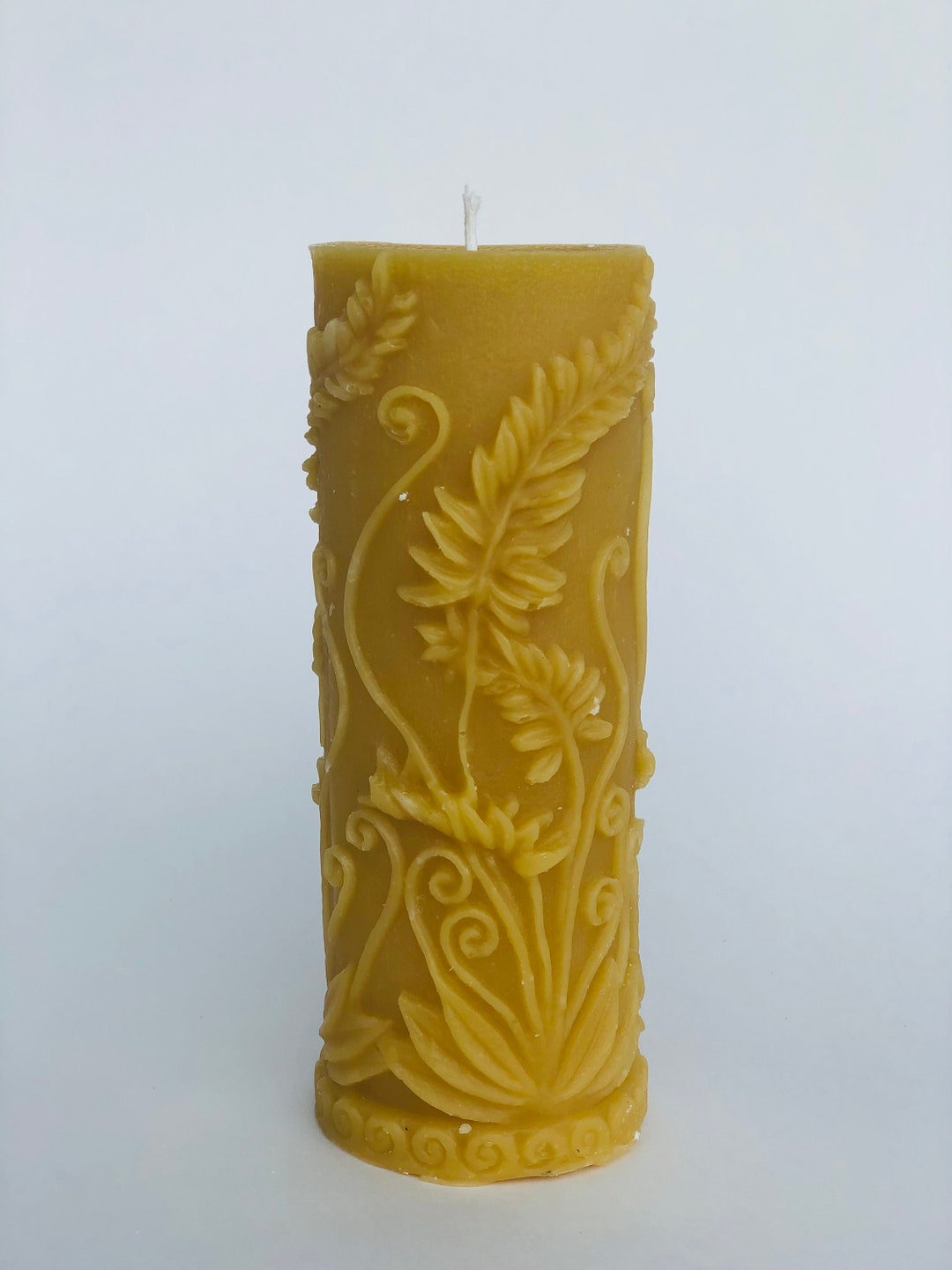 Beeswax Pillar Fern Candle / 100% Natural Bees Wax / Handcrafted in USA ...