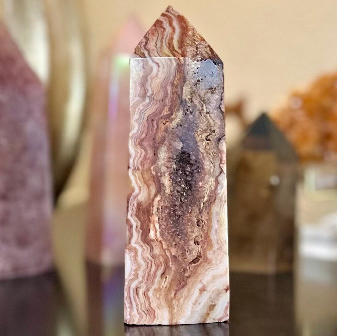 Red Banded Calcite Crystal Tower, Pork Stone, Crystal Point, Crystal ...