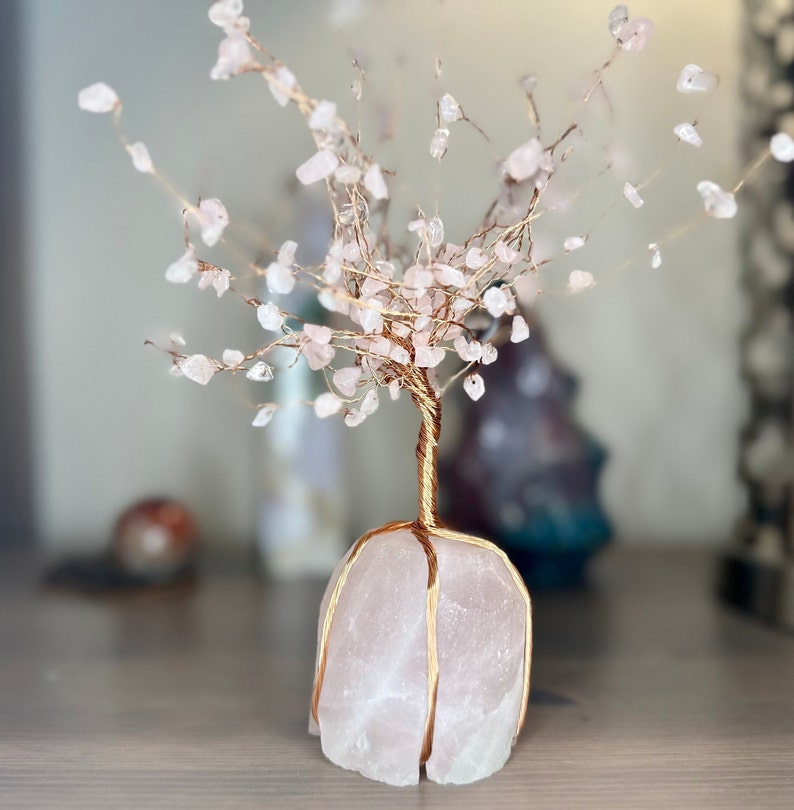 XL Crystal Money Tree, Tree of Life, Rose Quartz Crystal Tree, Crystal ...