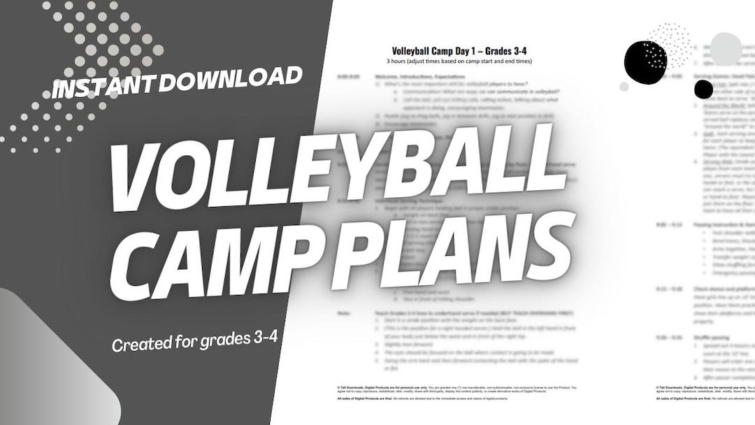 Instant Download: Volleyball Camp Plans for Grades 3-4 - Etsy