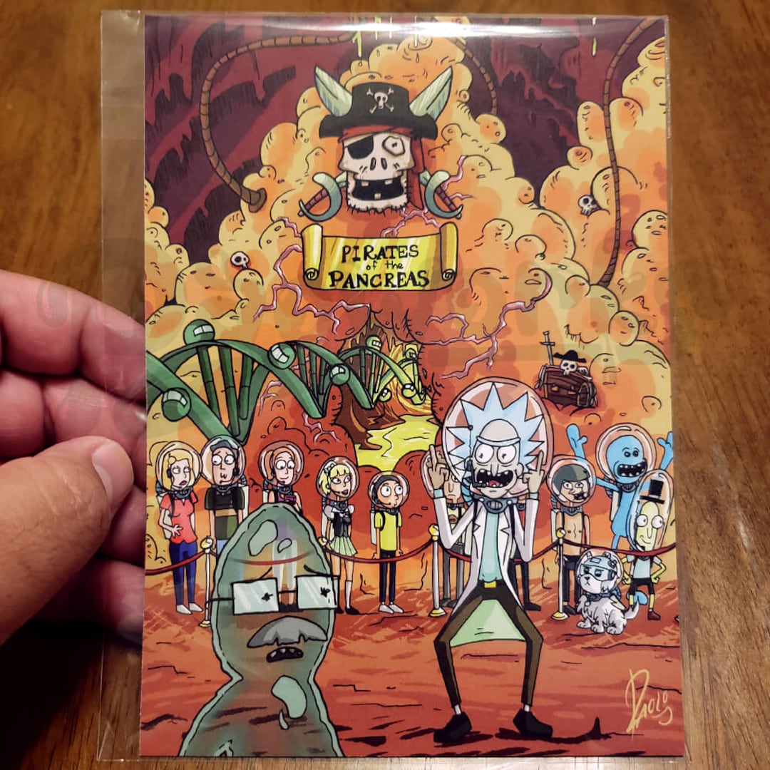 Pirates of the Pancreas - 5x7 Original Rick and Morty Limited Edition ...
