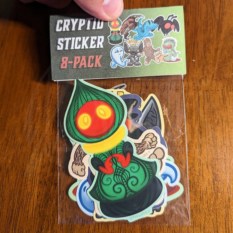 8 Cute Cryptid Waterproof Vinyl Matte Sticker Pack Bigfoot - Etsy