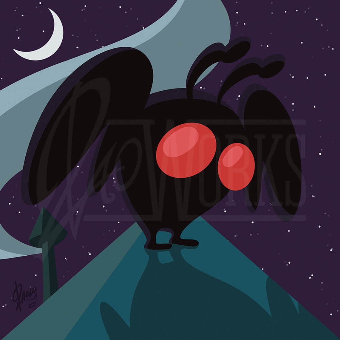 8x8 Original Cute Mothman Jr. Cryptid Fan Art Print Limited Edition ...