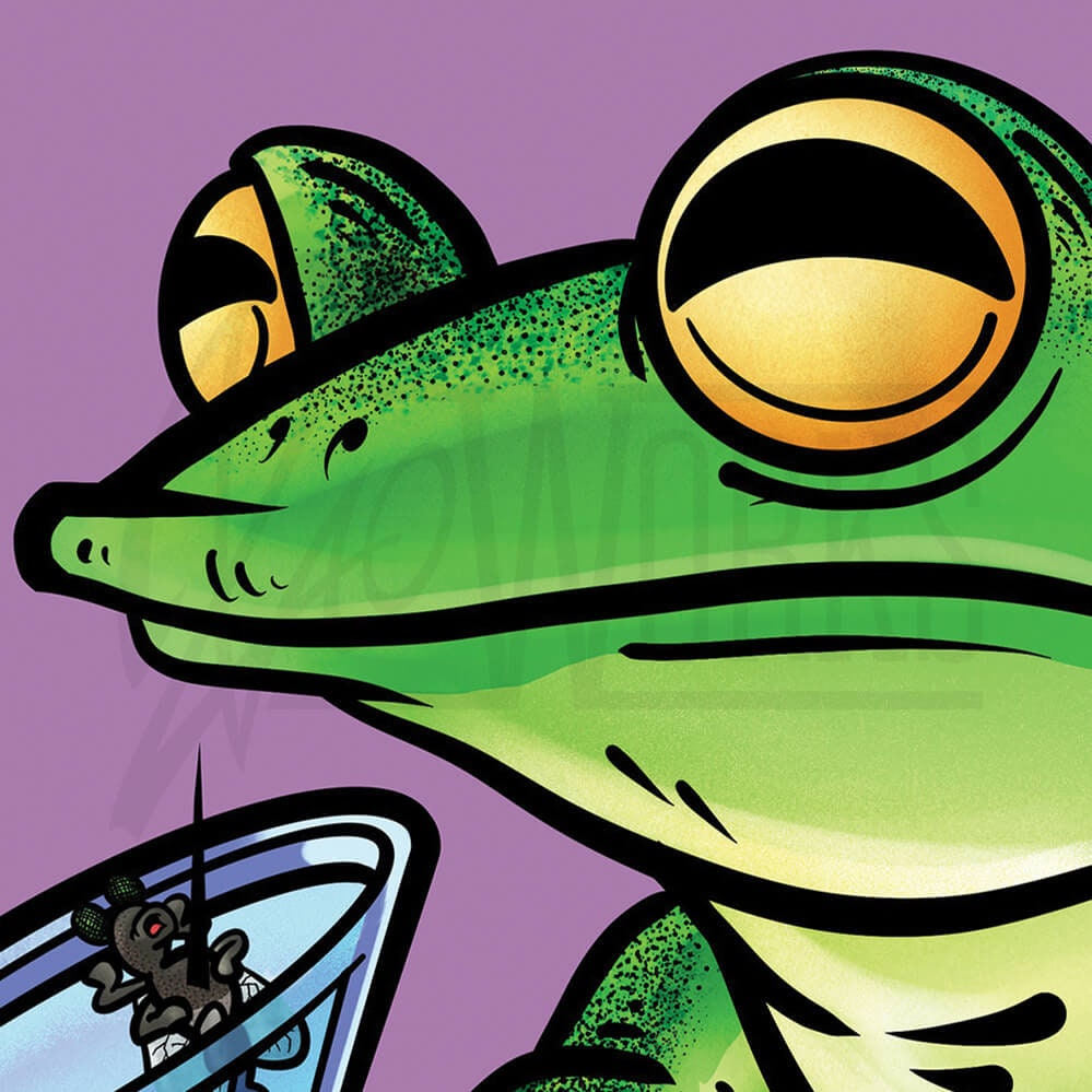 8x8 Art Print Original Classy Green Frog With Fly Martini Glass Limited ...
