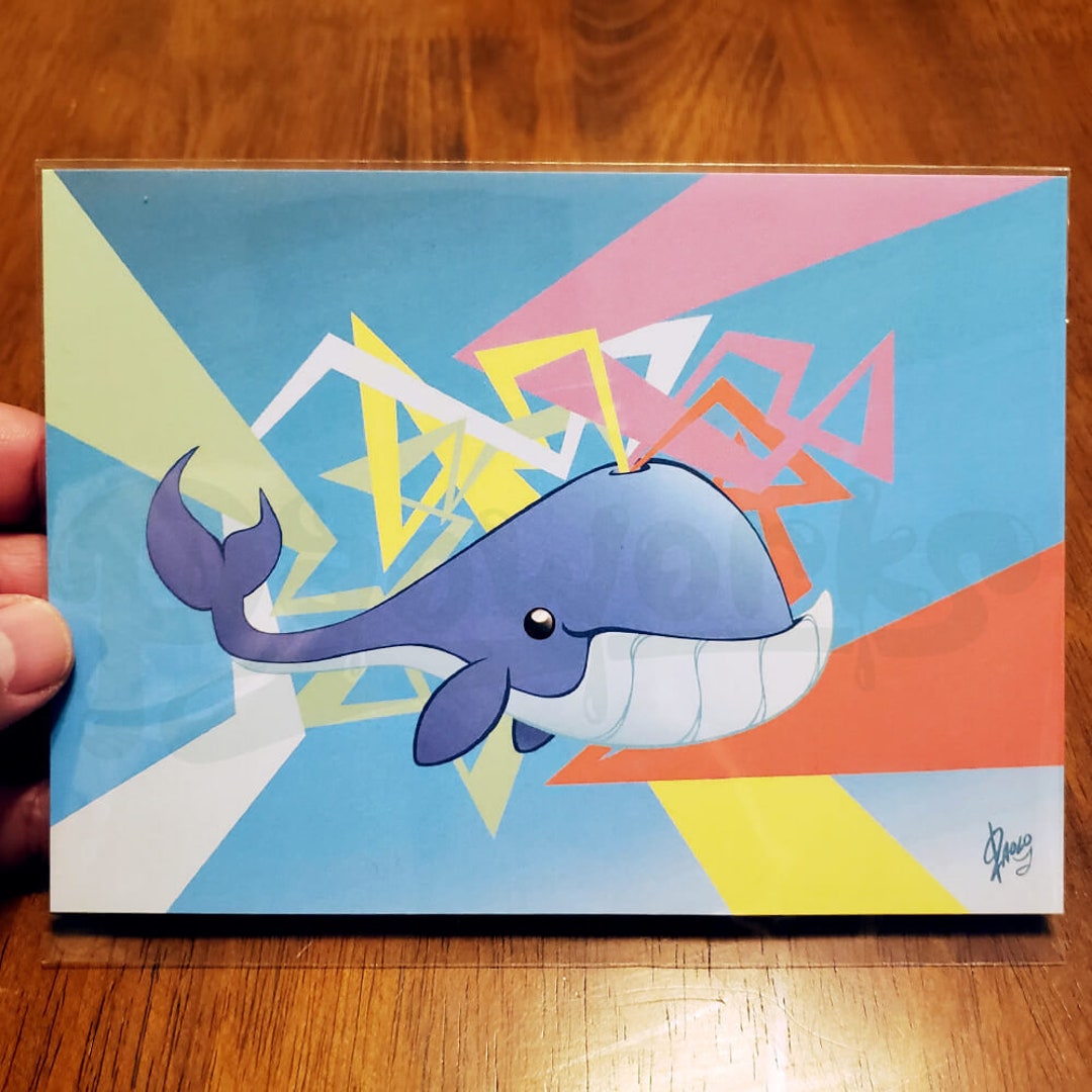 5x7 Original whale Spray Blue Whale Core Graffiti Fan Art Print Limited ...