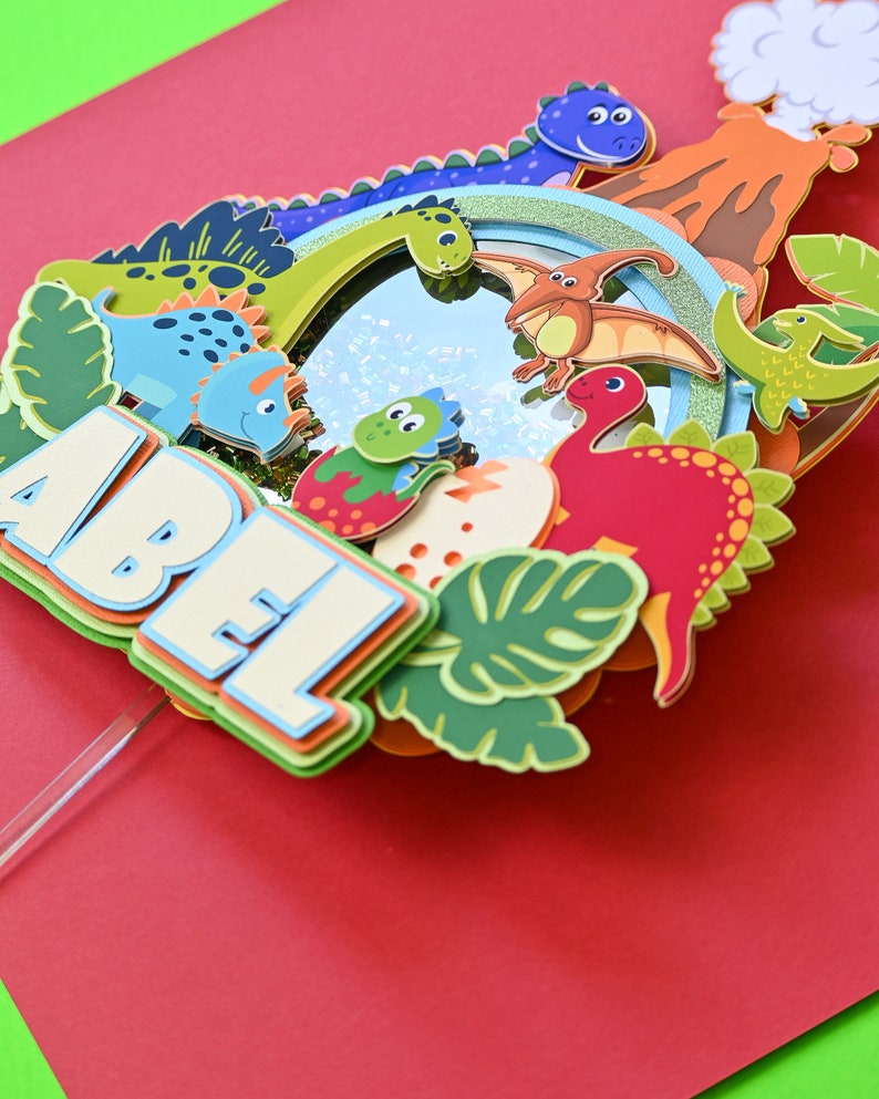 3D Shaker Dinosaur Theme Cake Topper, Dinosaur Topper, Cake Toppers ...