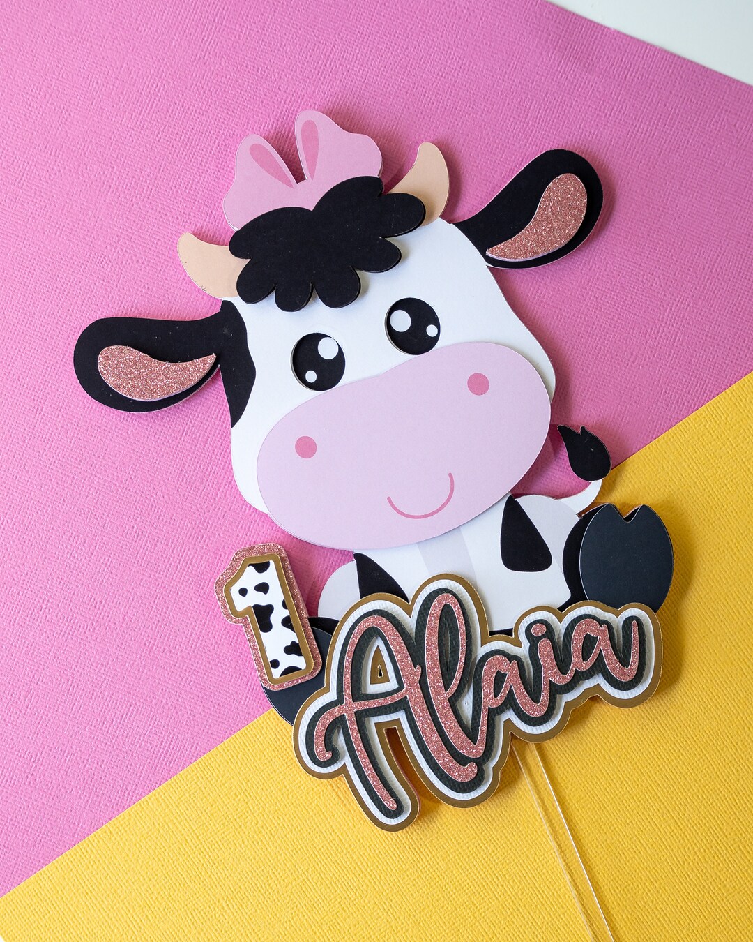 One Cow Cake Topper, Holy Cow I'm One, Cow Birthday, Baby First Cake ...