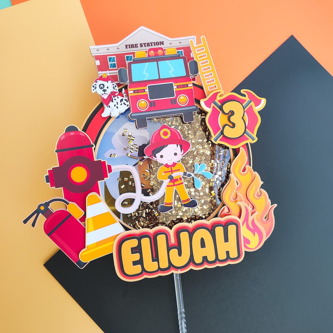 Firetruck Cake Topper, Firetruck, Firetruck Cake, Firefighter ...