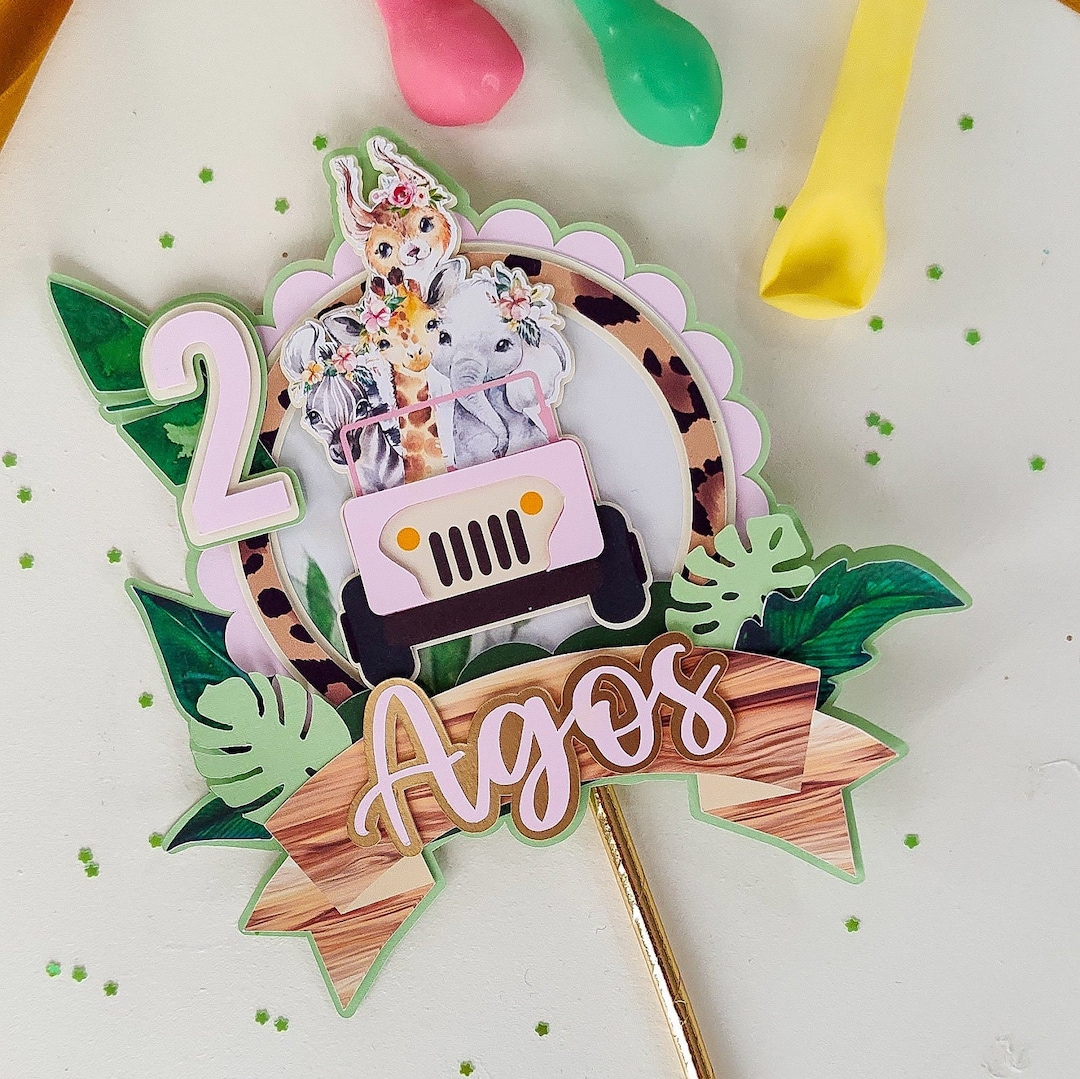 3D Safari Cake Topper, Safari Cake Topper, Wild Animals Cake Topper ...