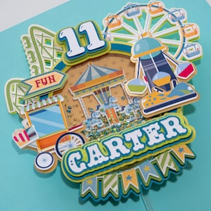 Green Amusement Park Cake Topper, Amusement Park Birthday, Amusement ...