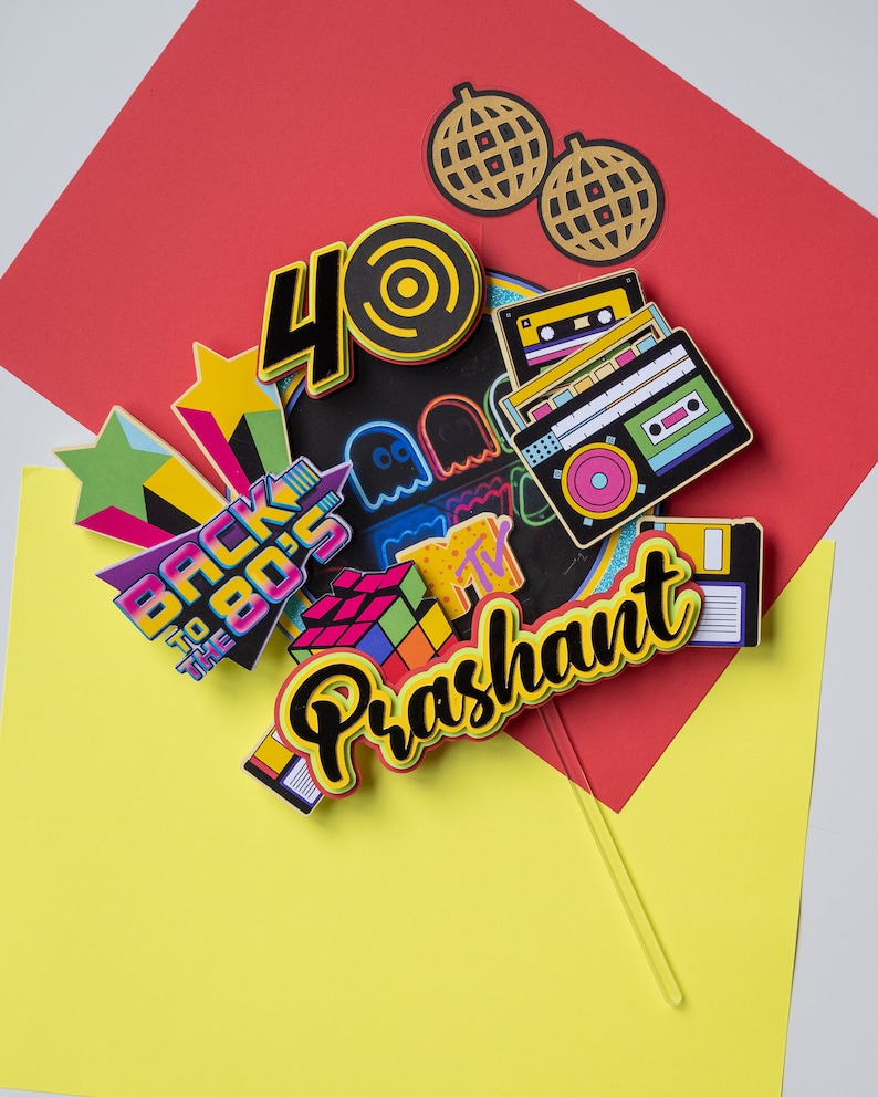 80s Cake Topper 80's Cake Topper 80s Party Neon Cake - Etsy