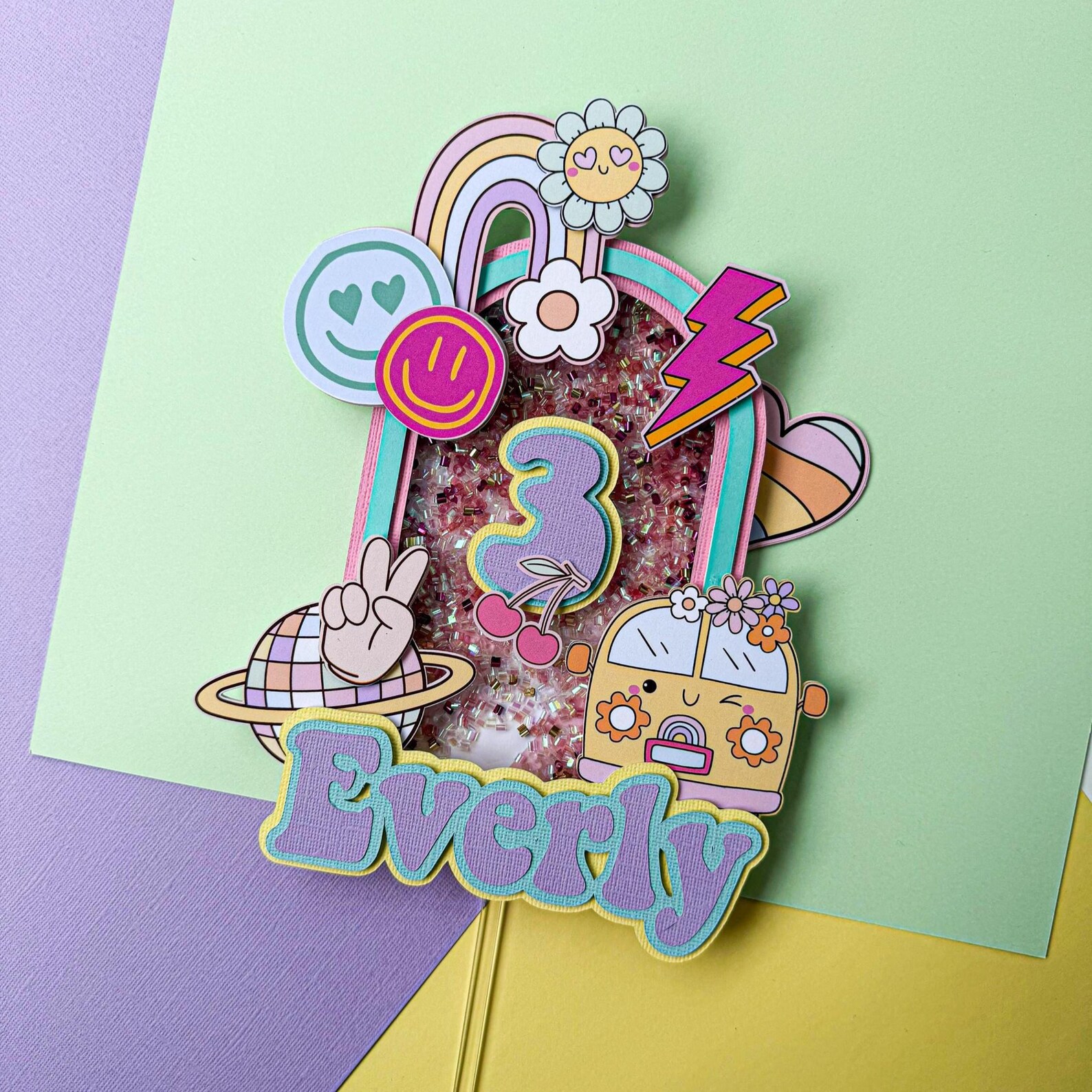 Preppy Theme Cake Topper, Preppy Party Decor, Smiley Face, Groovy Party ...