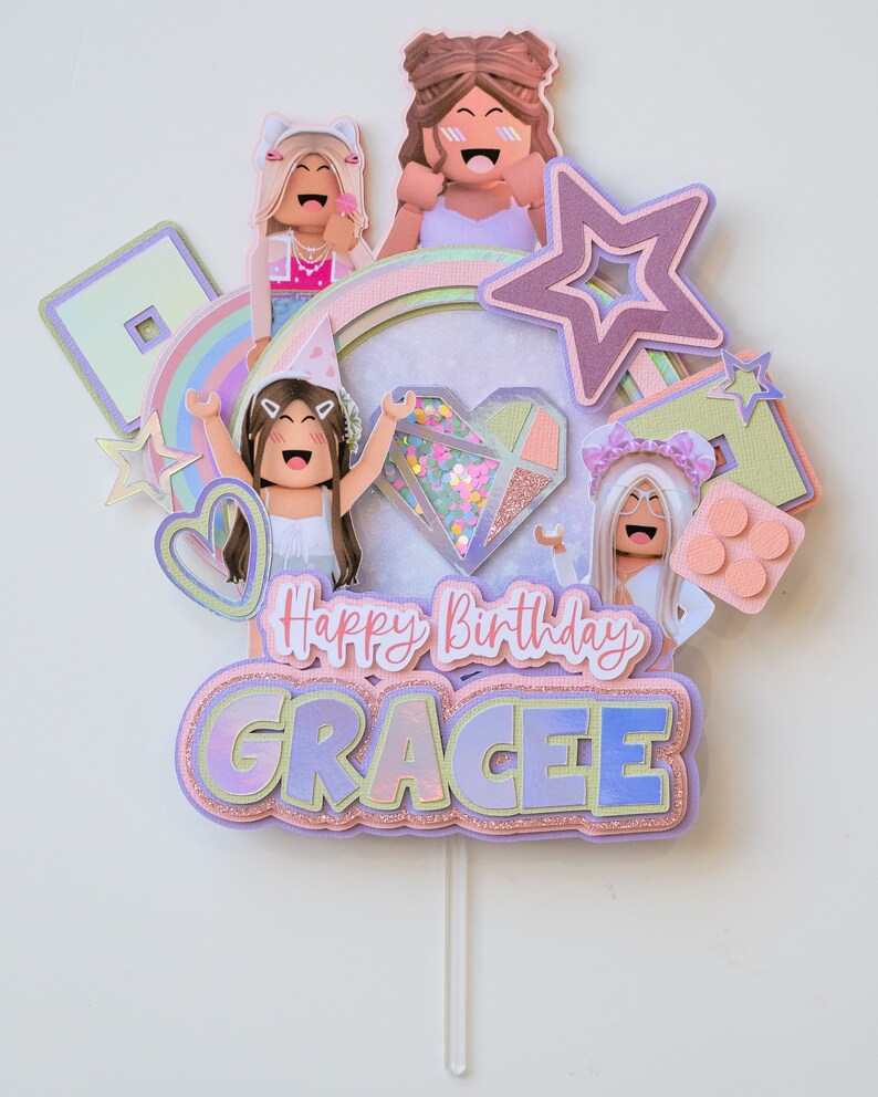 Roblox Girl Birthday Cake Topper Roblox Cake Topper With - Etsy Canada