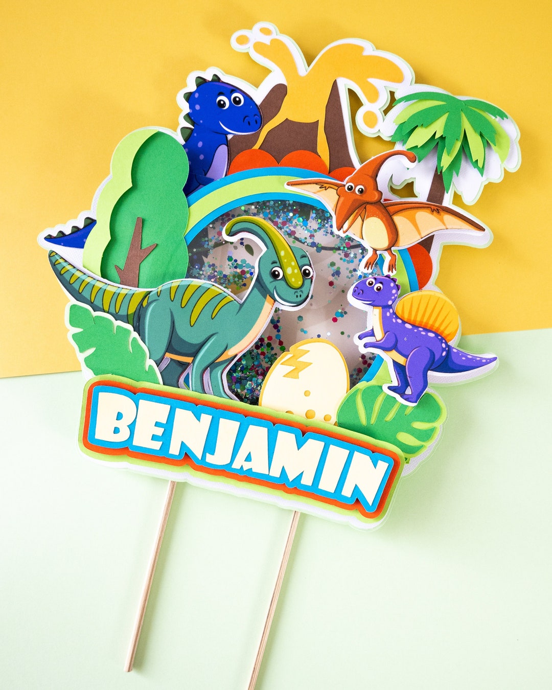 3D Shaker Dinosaur Theme Cake Topper Dinosaur Topper Cake - Etsy