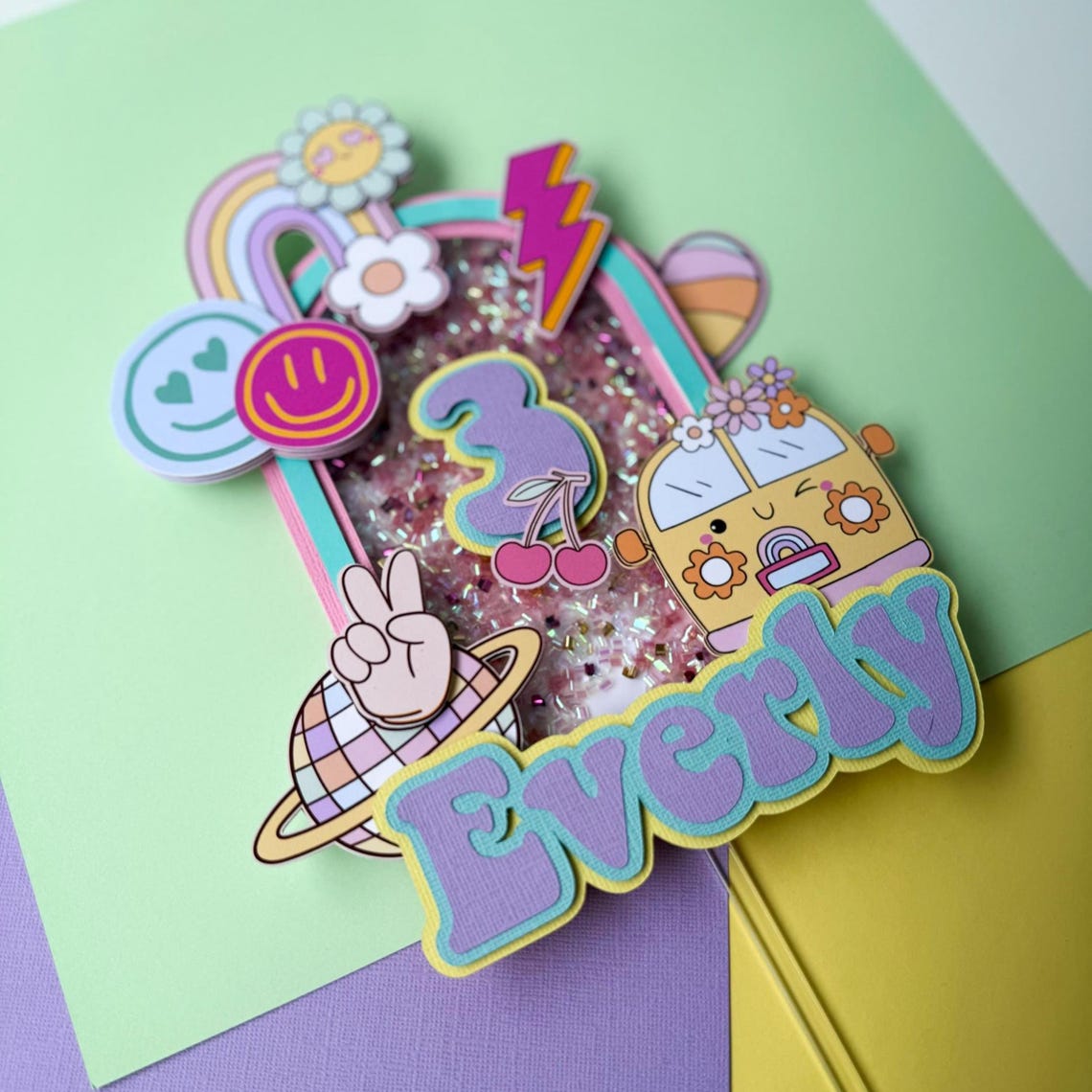Preppy Theme Cake Topper, Preppy Party Decor, Smiley Face, Groovy Party ...