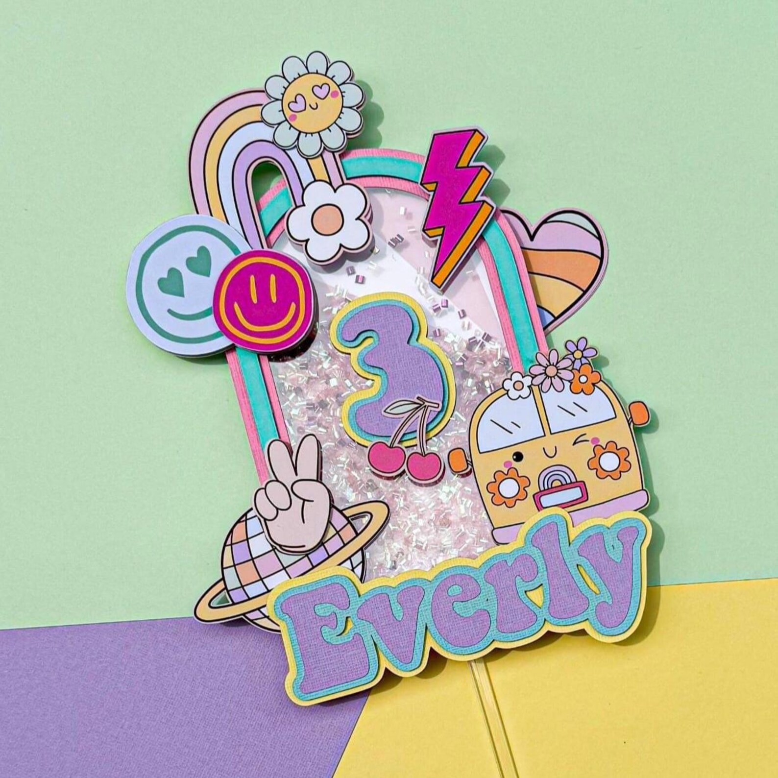 Preppy Theme Cake Topper, Preppy Party Decor, Smiley Face, Groovy Party ...