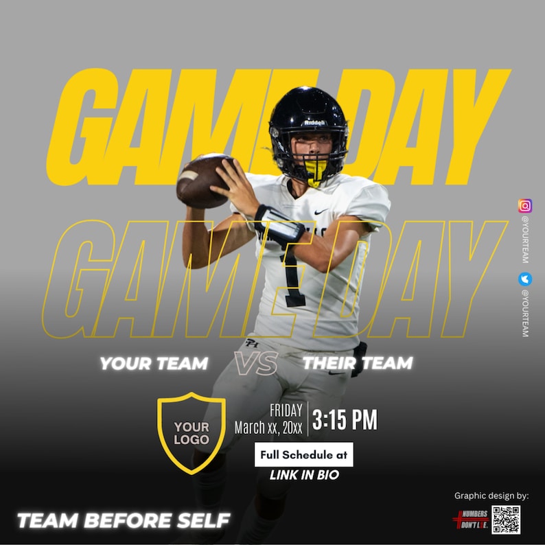 EDITABLE Canva Sports Football Schedule and Game Day Graphics Package ...