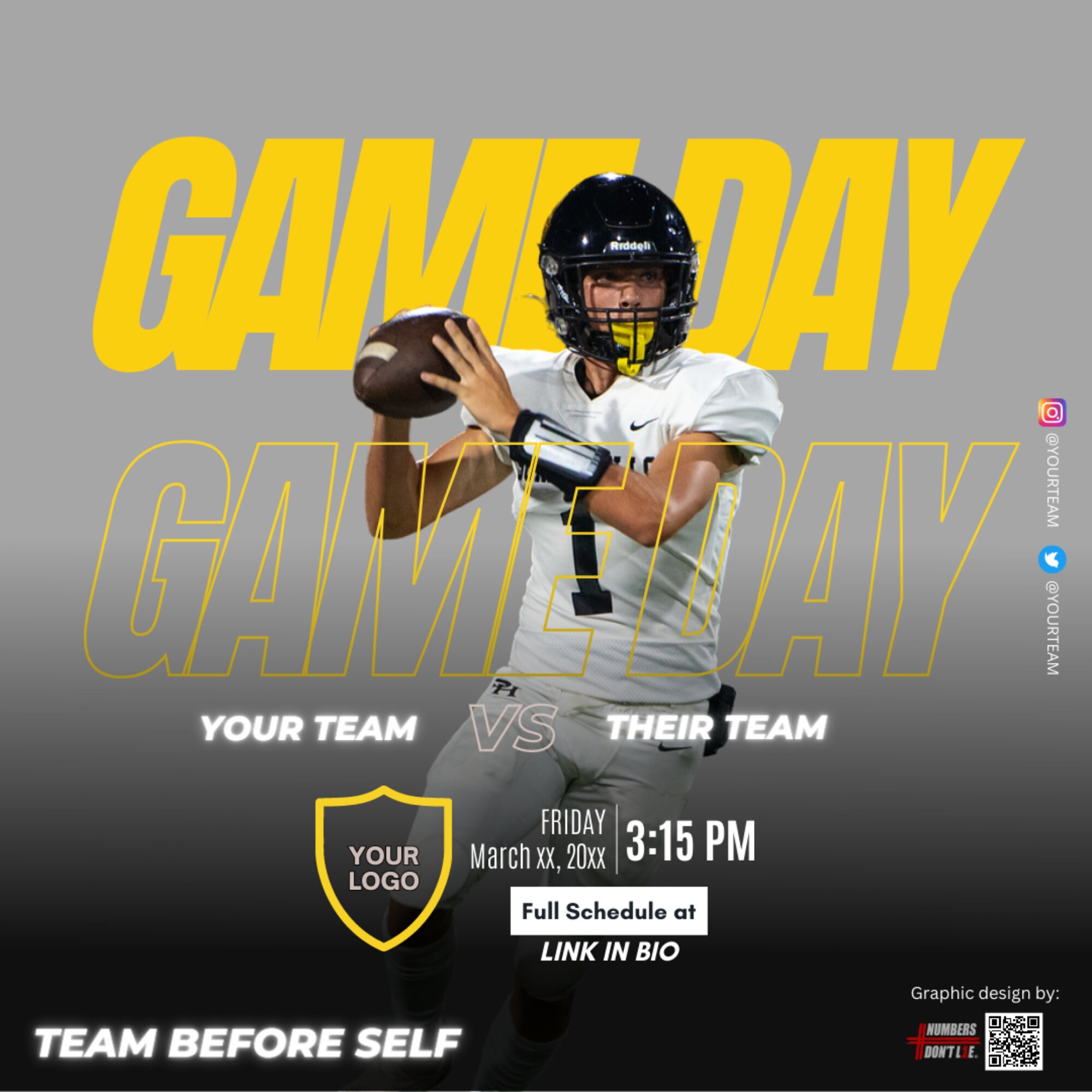 EDITABLE Canva Sports Football Schedule and Game Day Graphics Package ...