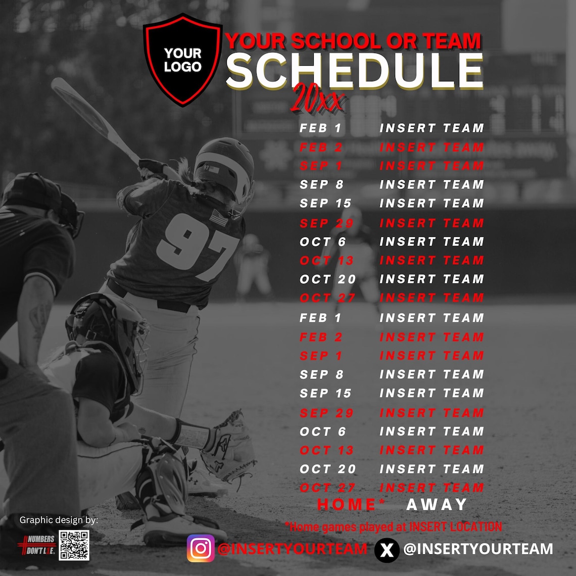 Softball Schedule Template Canva | Editable Team Schedule | Youth ...