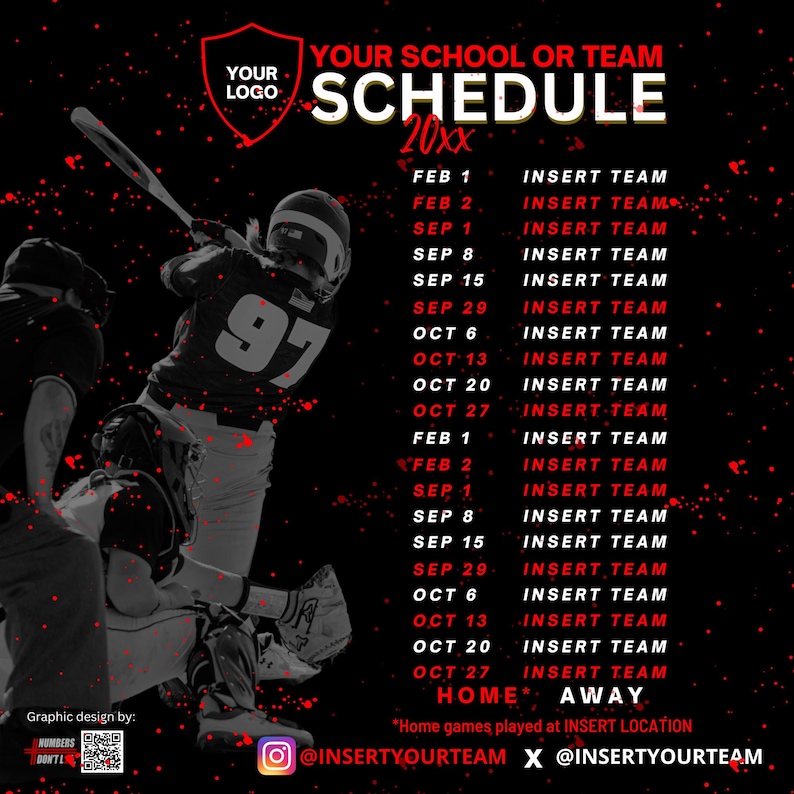 Softball Schedule Template Canva | Editable Team Schedule | Youth ...