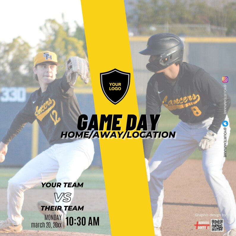 Editable Baseball Canva Templates, Social Media Graphics Pack, Game Day ...