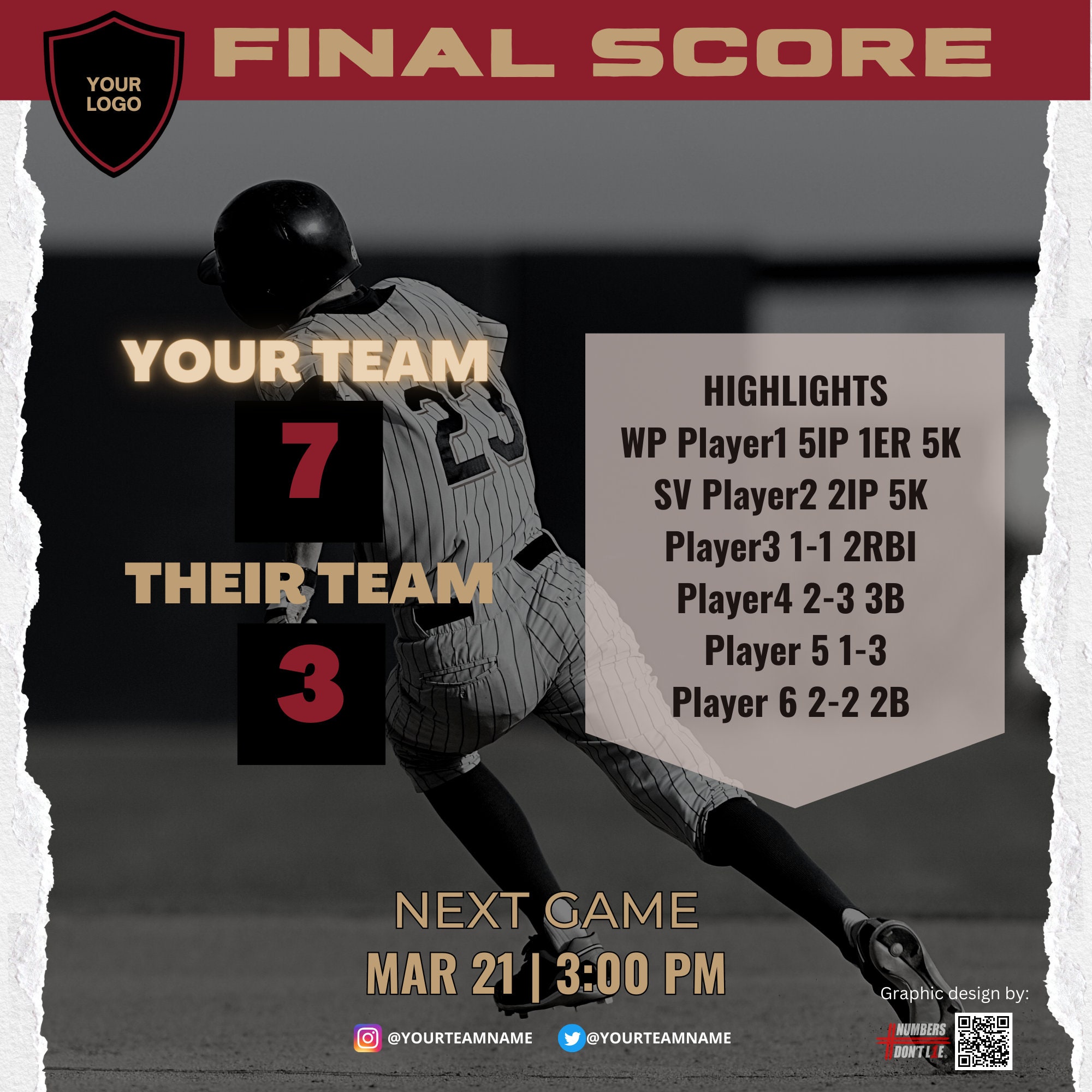 Editable Baseball Canva Templates, Social Media Graphics Pack, Game Day ...