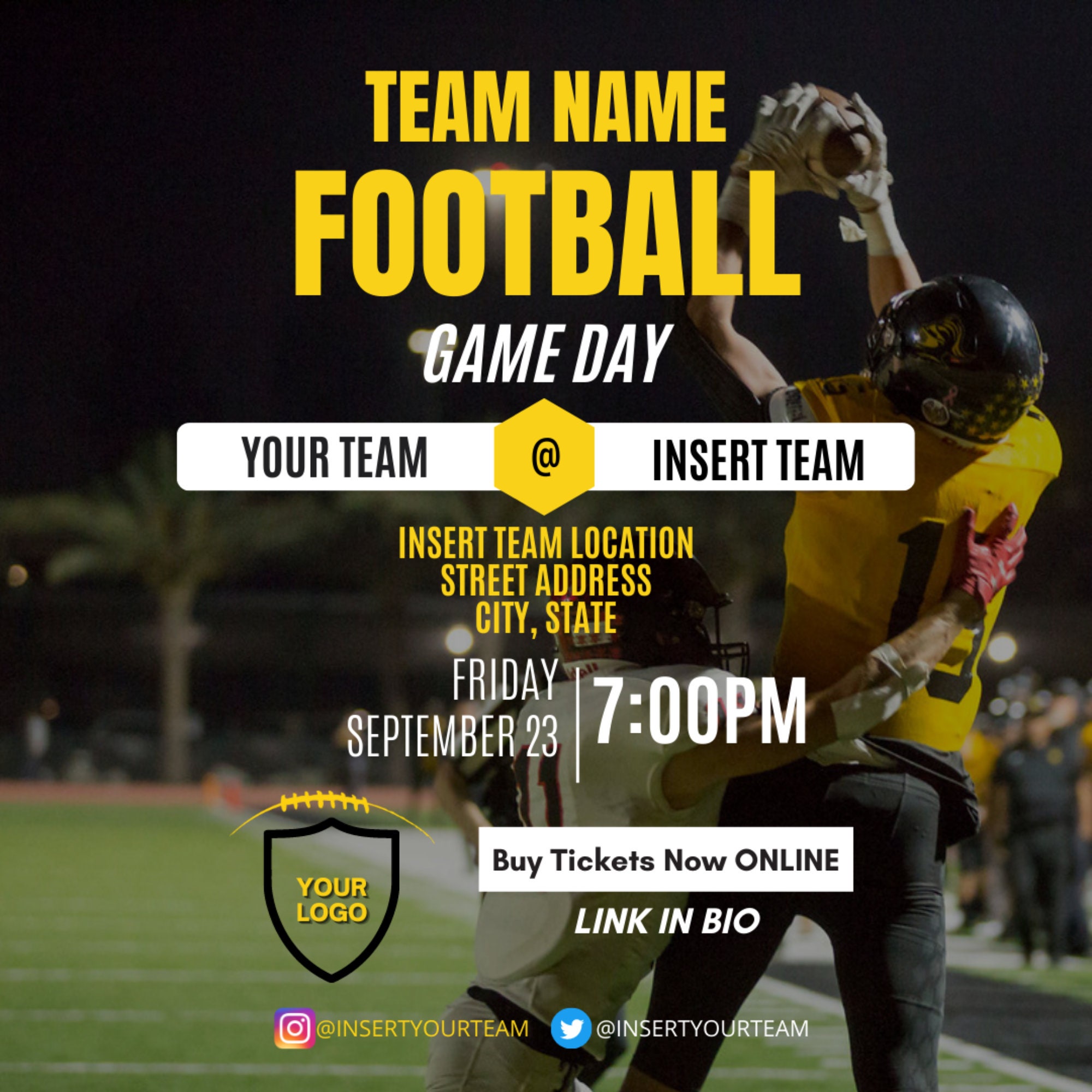 EDITABLE Canva Sports Football Schedule and Game Day Graphics Package ...