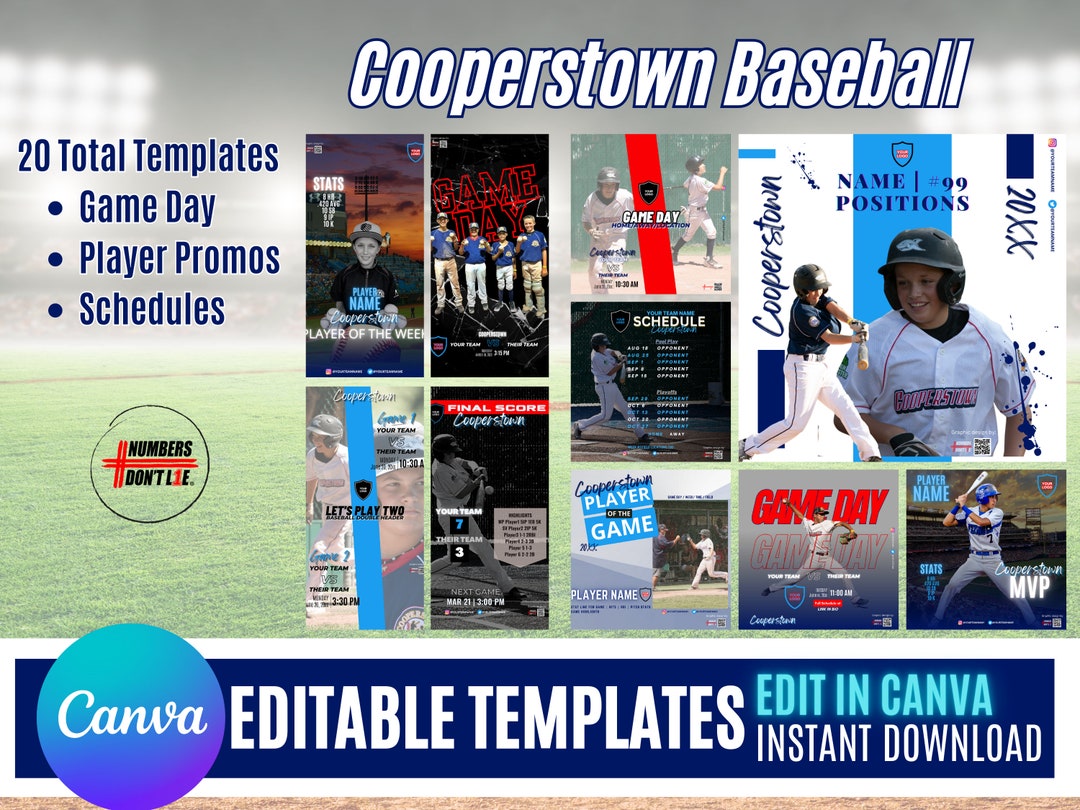DIY Cooperstown Baseball Templates Bundle - Canva Editable | Boost Your ...