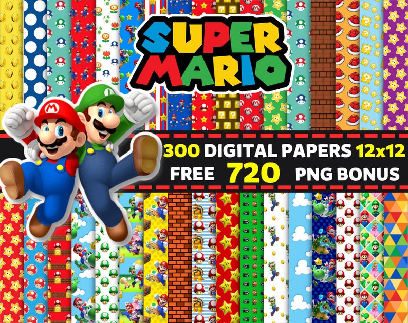 Mario Bros Digital Paper Super Mario Bros Digital Papers - Etsy