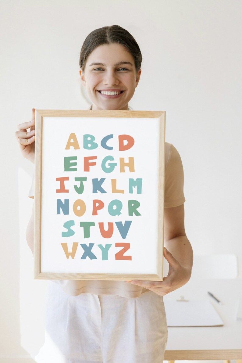 Alphabet Poster Children's Room Classroom ABC Spelling Montessori - Etsy