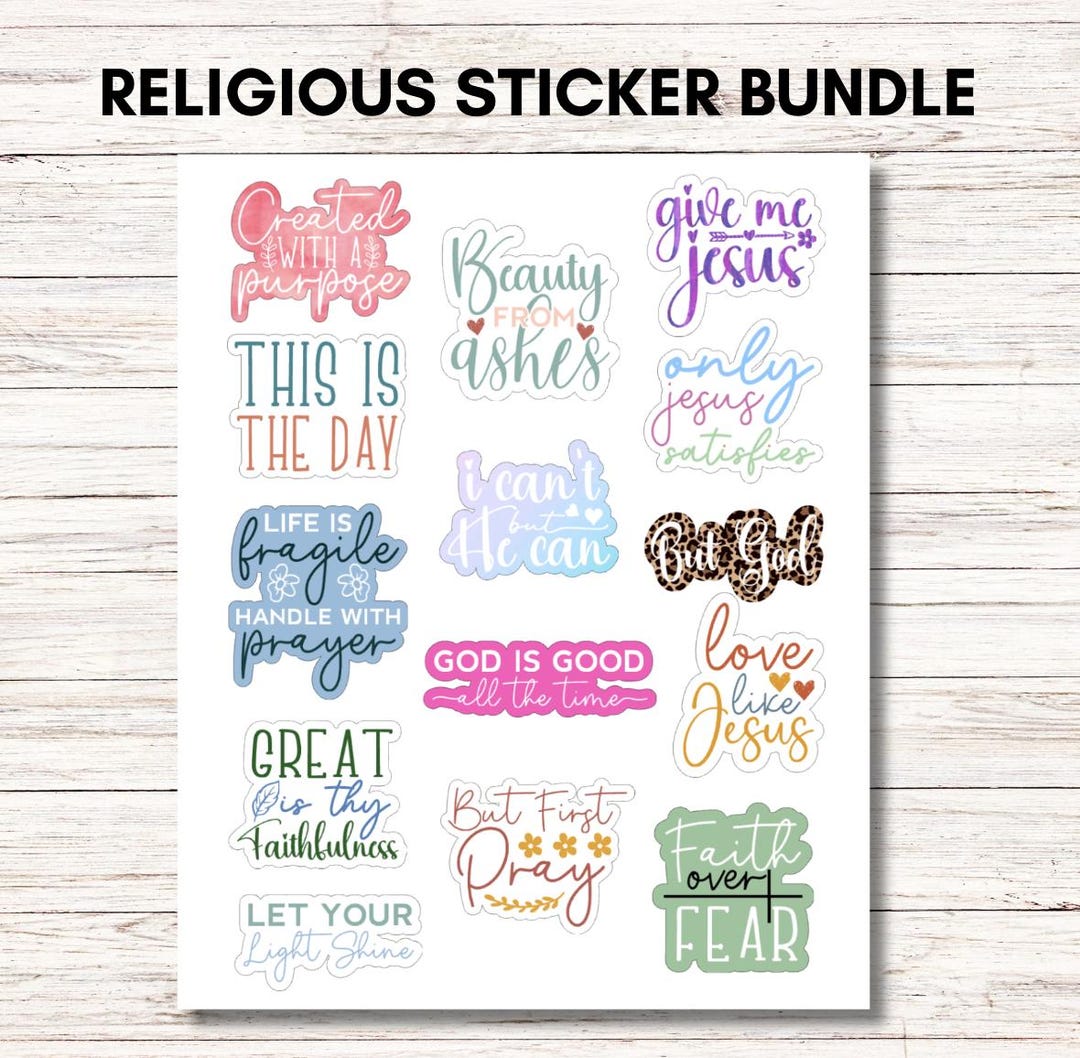 Religious Sticker Pack Christian Faith Bible Verse Jesus Water ...