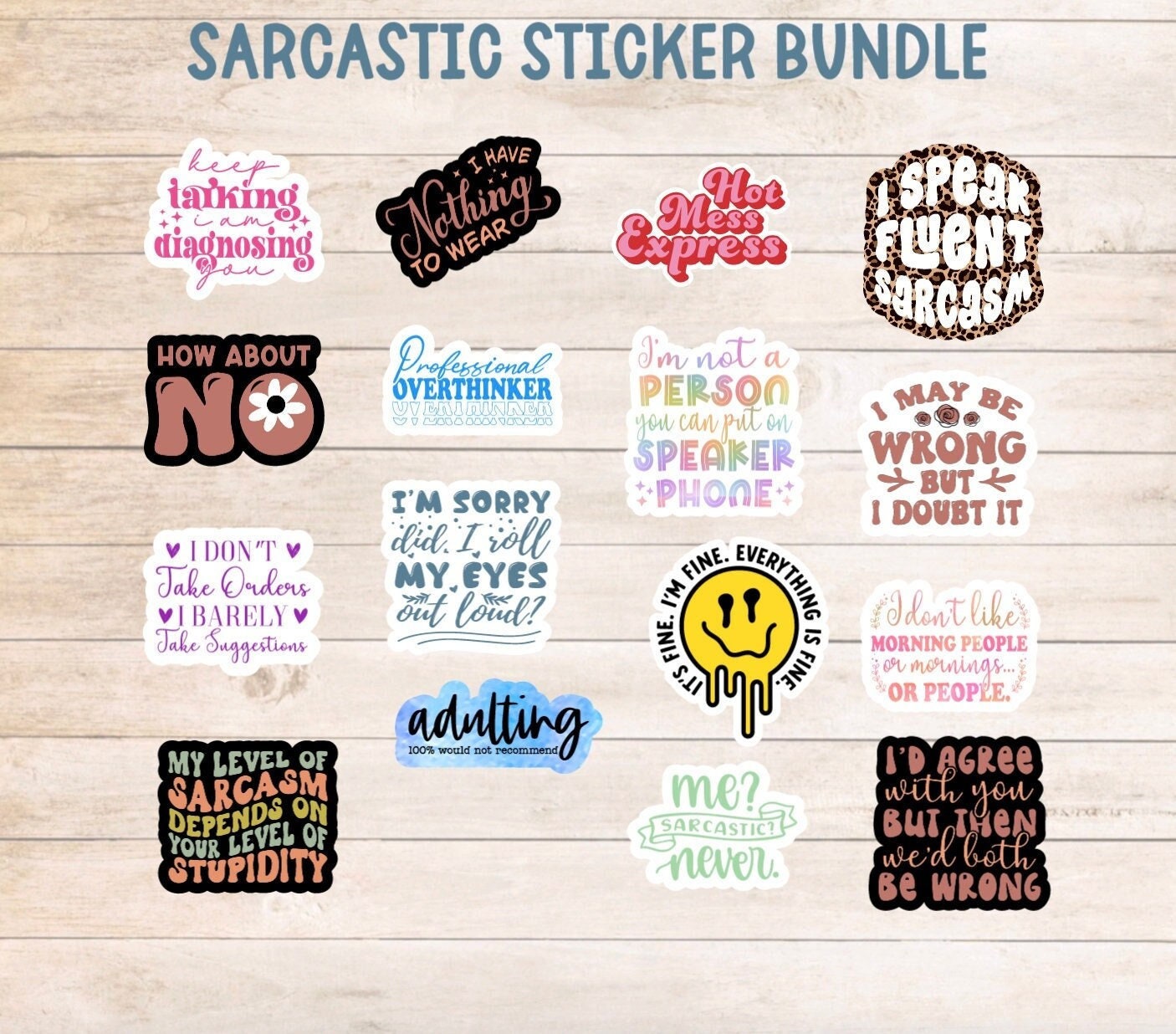 Sarkastische Sticker Pack Freche Erwachsenen Humor Lustige ...