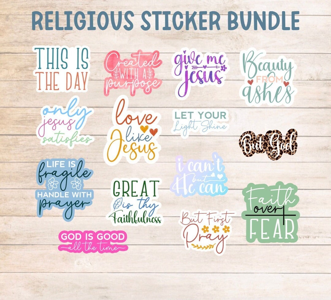 Religious Sticker Pack Christian Faith Bible Verse Jesus Water ...