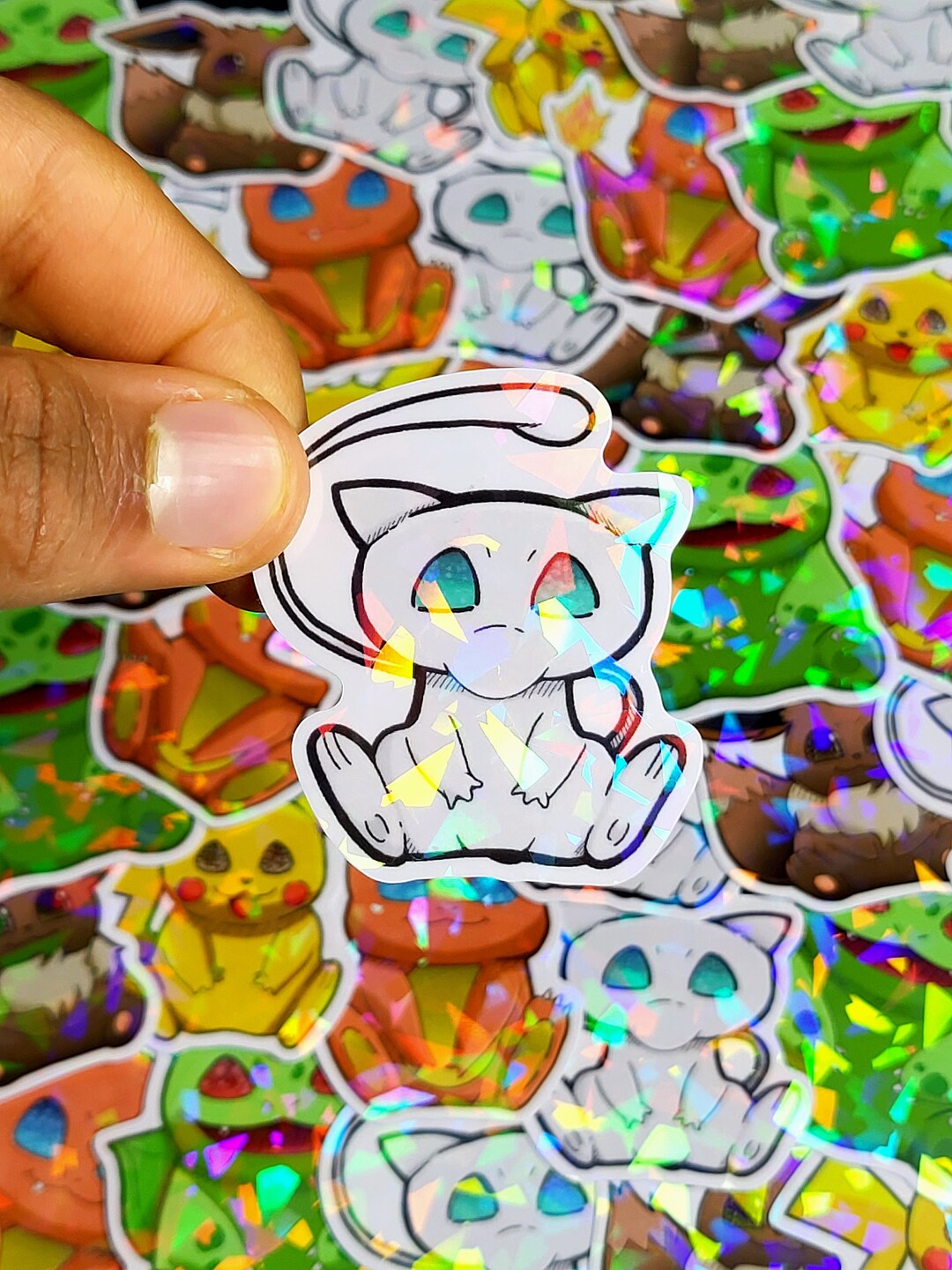 Mew Holo Pokemon Stickers - Etsy