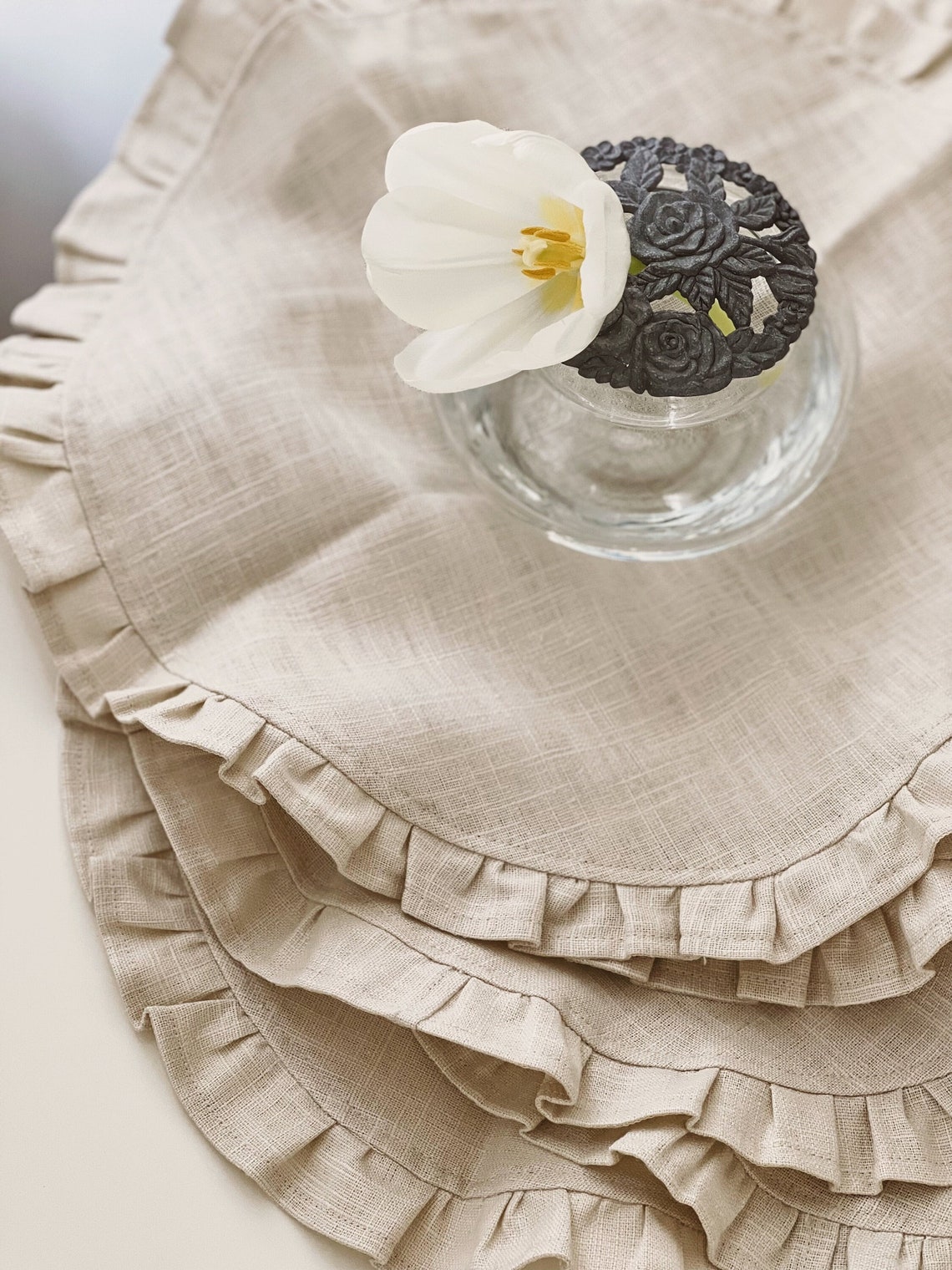 100% Linen Round Table Napkins Table Mats - Etsy