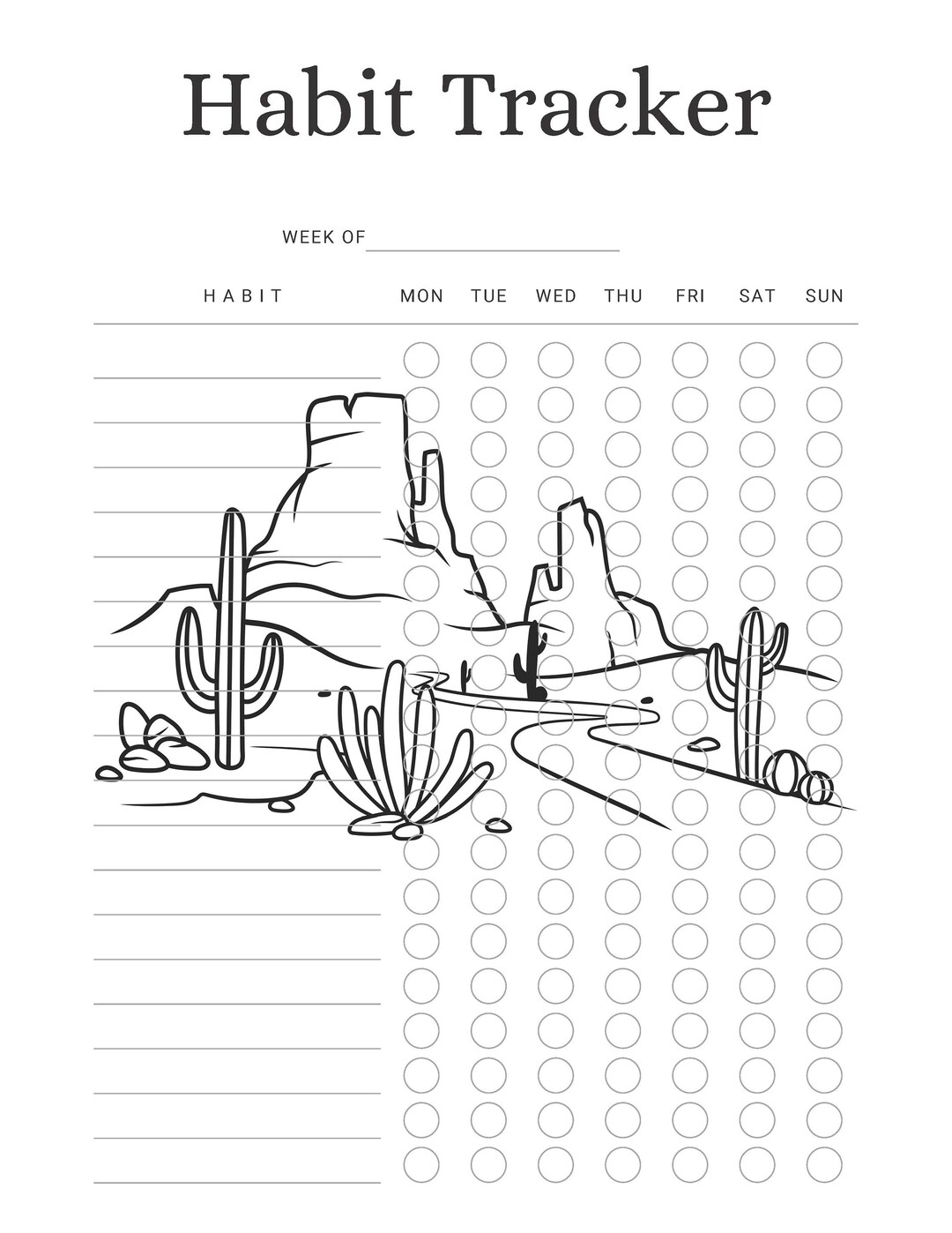 HEALTHY Habits Tracker With Desert Scene - Etsy