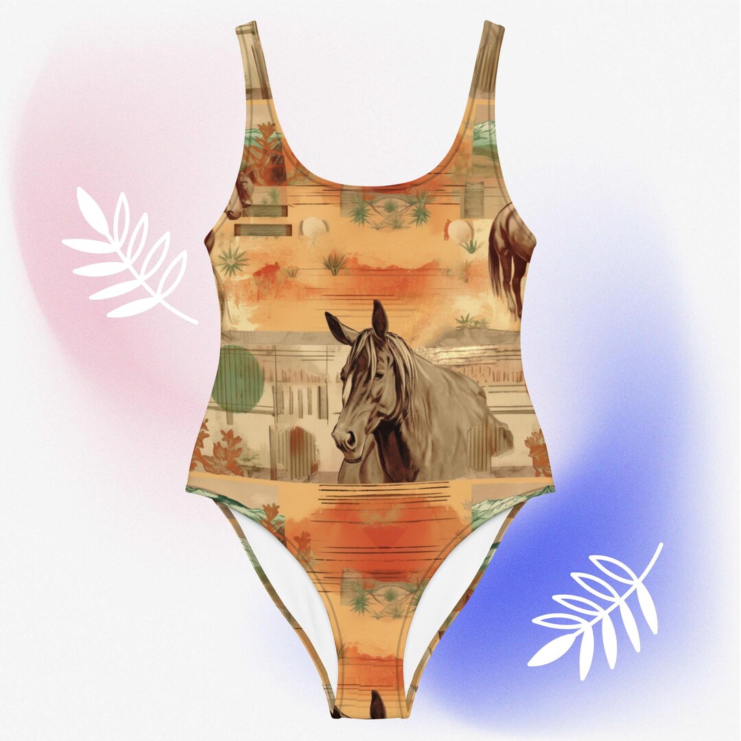 Horse Abstract One-piece Swimsuit Western Bathing Suit Western One ...