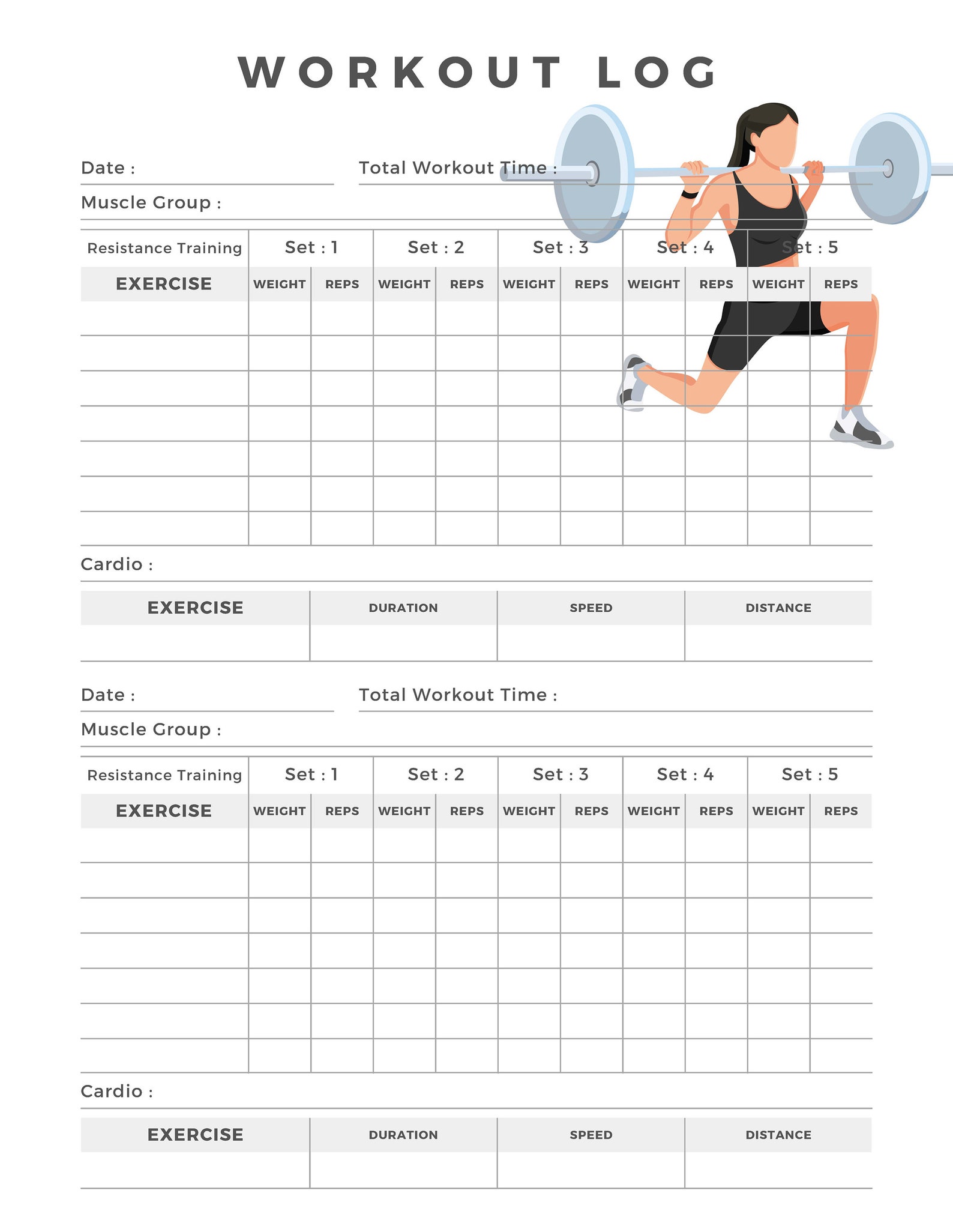Fitness Workout Log - Etsy