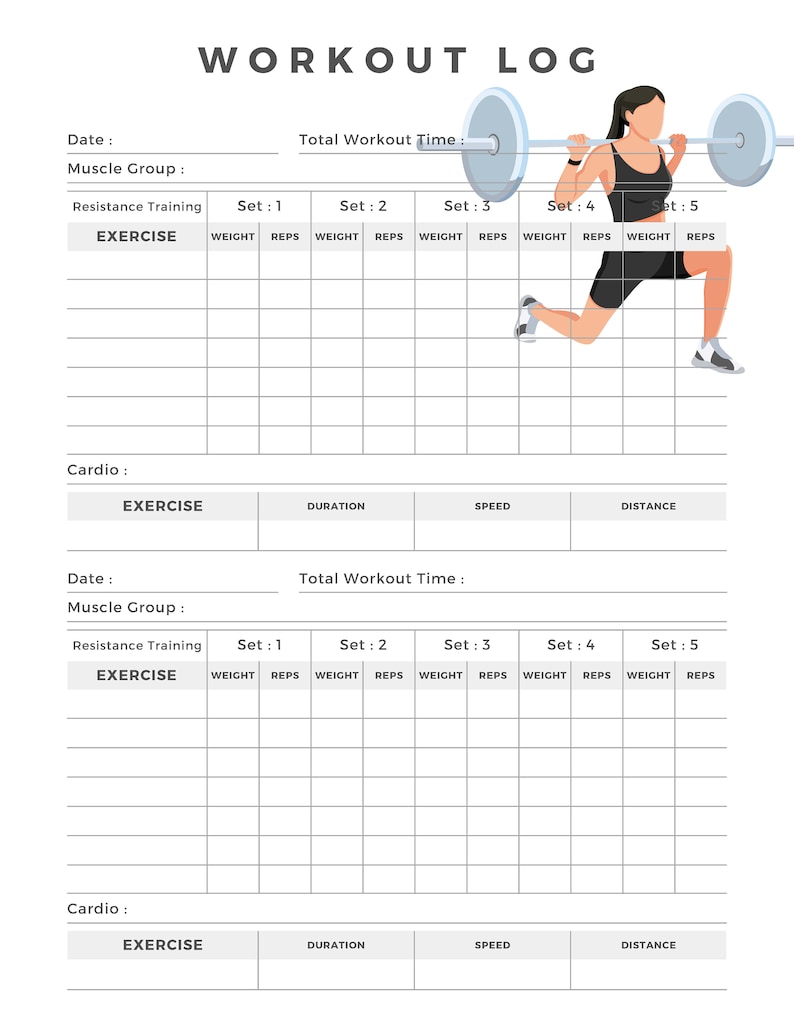 Fitness Workout Log - Etsy