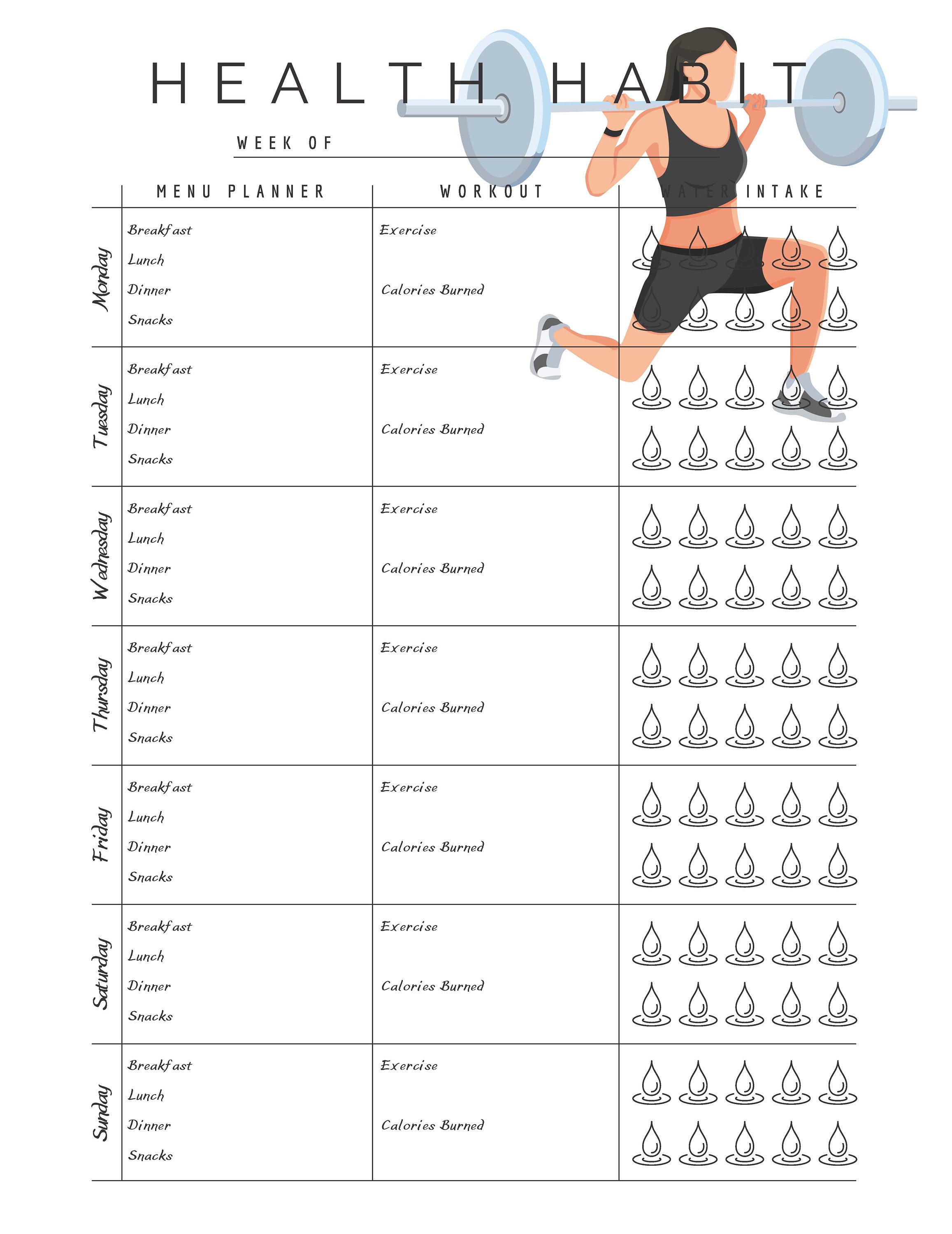 HEALTHY Habits Tracker - Etsy