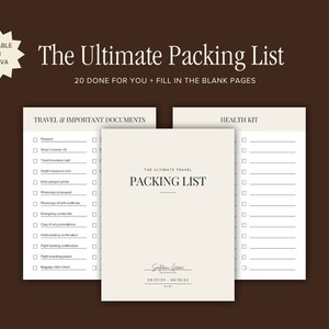 Editable Travel Packing List | Digital Travel Packing Checklist | Canva ...