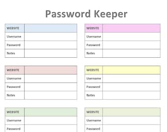 Minimalist Colorful Password Tracker - Etsy