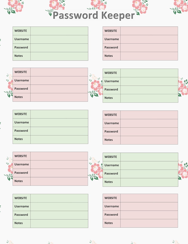 Never Forget a Password Again: Beautifully Designed Floral Password ...