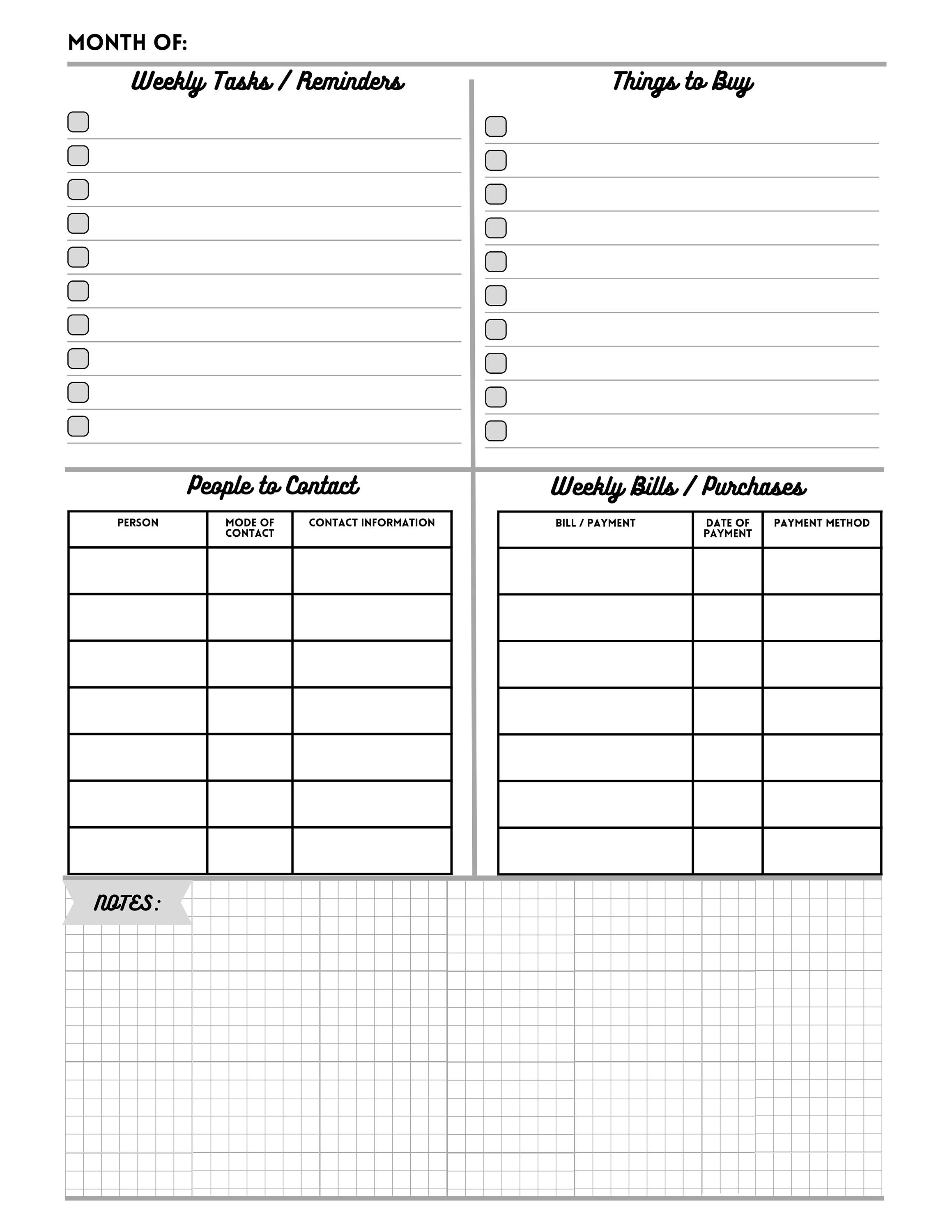 Downloadable Weekly Checklist Planner - Etsy